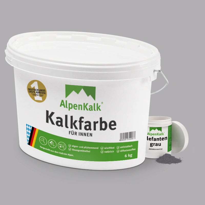 Kalkfarbe INNEN Elefanten-Grau 6 kg (30 m²) — AlpenKalk GmbH